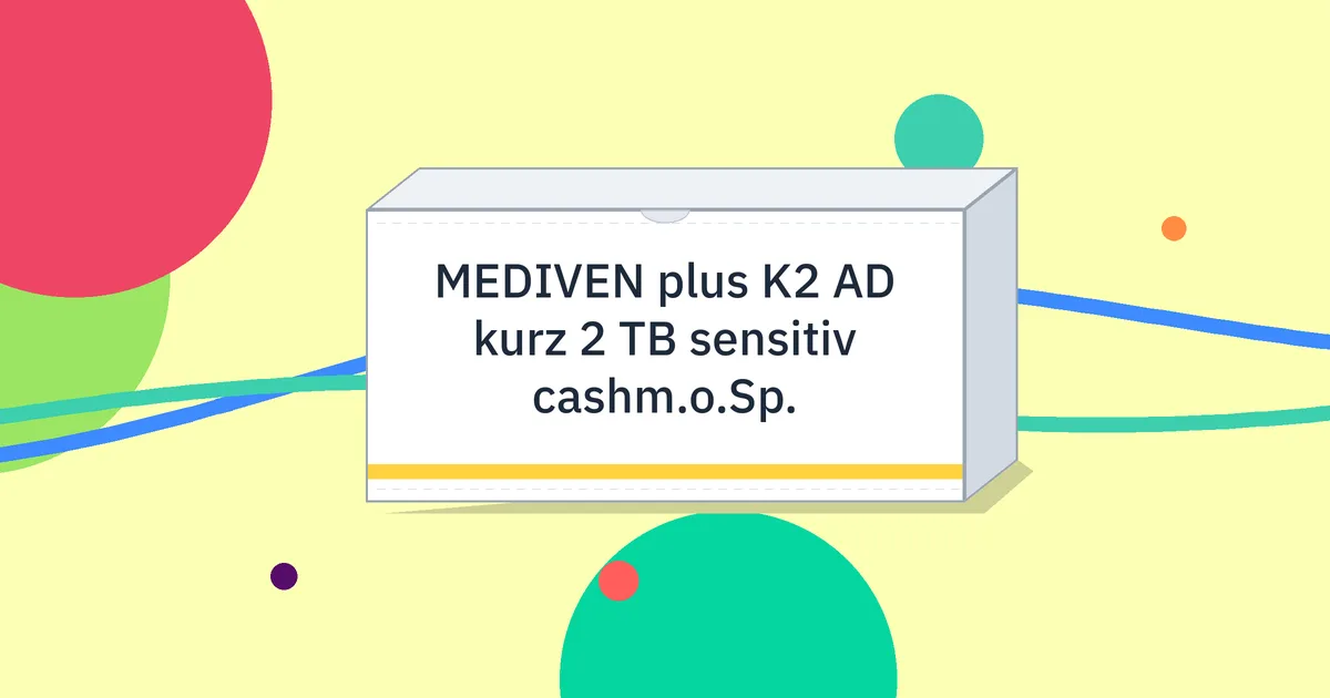 Symbolbild: Packung mit der Aufschrift MEDIVEN plus K2 AD kurz 2 TB sensitiv cashm.o.Sp. (PZN 15106046) – Verfügbarkeit und Bezug in Apotheken in Frankfurt am Main