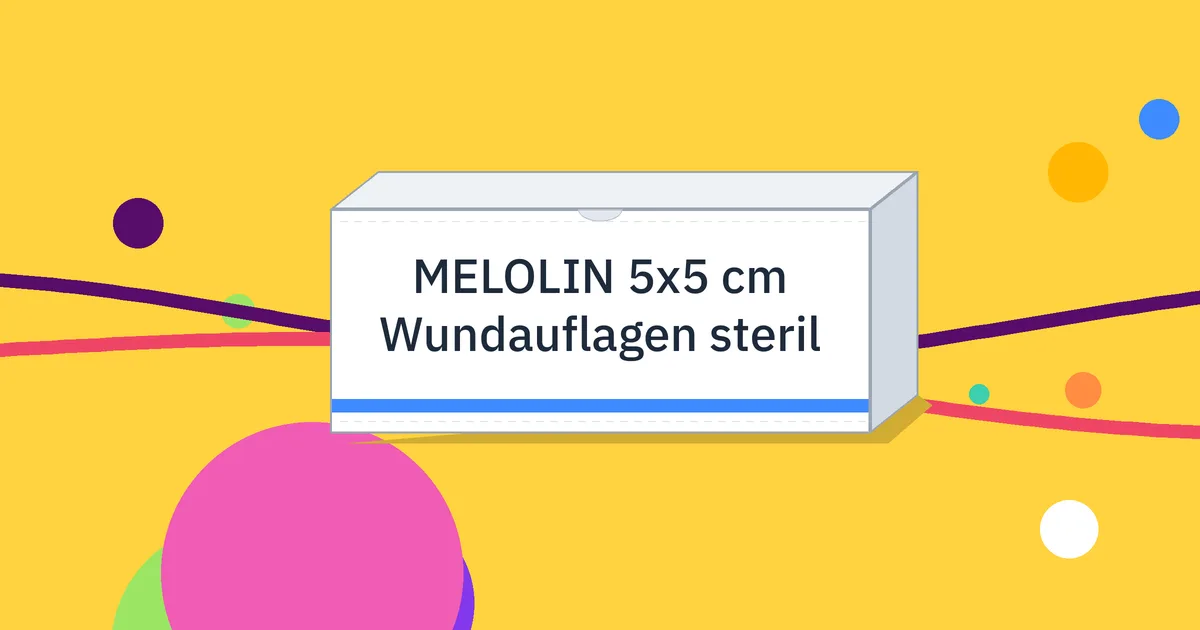 Symbolbild: Packung mit der Aufschrift MELOLIN 5x5 cm Wundauflagen steril (PZN 03161330) – Verfügbarkeit und Bezug in Apotheken in Frankfurt am Main