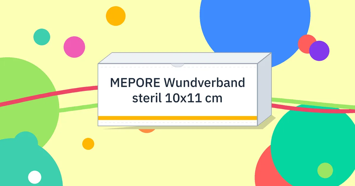 Symbolbild: Packung mit der Aufschrift MEPORE Wundverband steril 10x11 cm (PZN 04608253) – Verfügbarkeit und Bezug in Apotheken in Frankfurt am Main