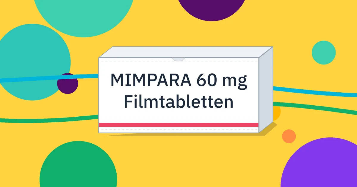 Symbolbild: Packung mit der Aufschrift MIMPARA 60 mg Filmtabletten (PZN 13509478) – Verfügbarkeit und Bezug in Apotheken in Frankfurt am Main