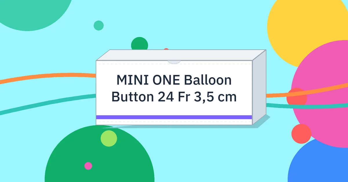 Symbolbild: Packung mit der Aufschrift MINI ONE Balloon Button 24 Fr 3,5 cm (PZN 14342572) – Verfügbarkeit und Bezug in Apotheken in Frankfurt am Main