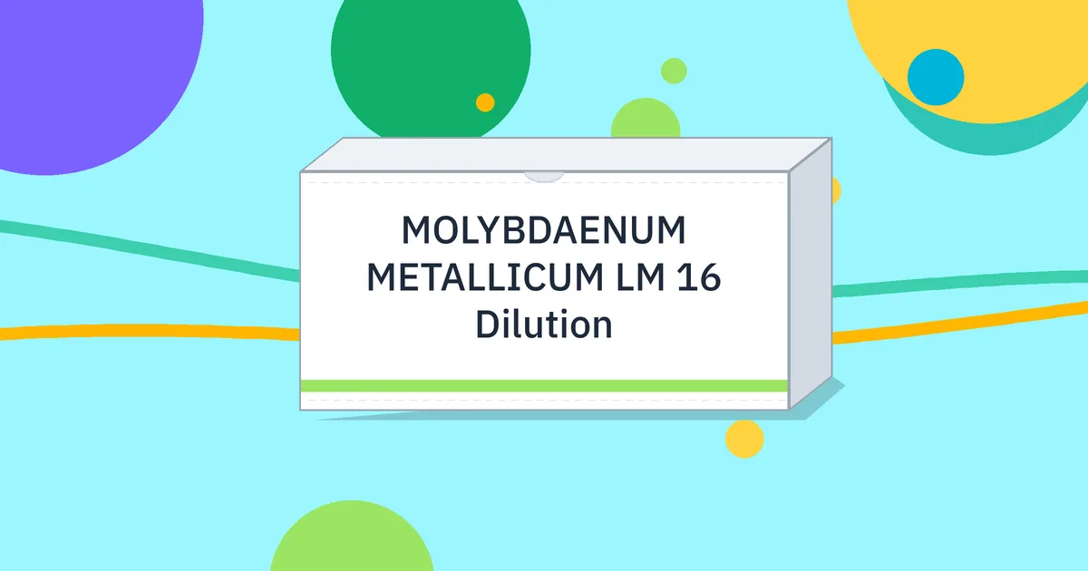 Symbolbild: Packung mit der Aufschrift MOLYBDAENUM METALLICUM LM 16 Dilution (PZN 13609843) – Verfügbarkeit und Bezug in Apotheken in Frankfurt am Main