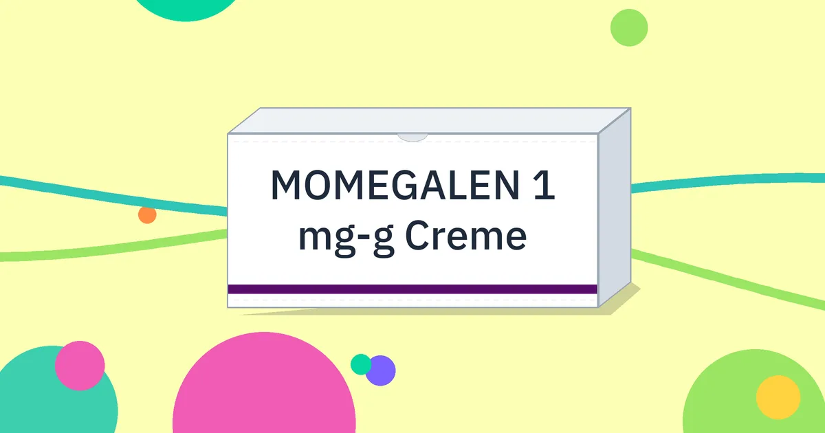 Symbolbild: Packung mit der Aufschrift MOMEGALEN 1 mg-g Creme (PZN 13597933) – Verfügbarkeit und Bezug in Apotheken in Frankfurt am Main