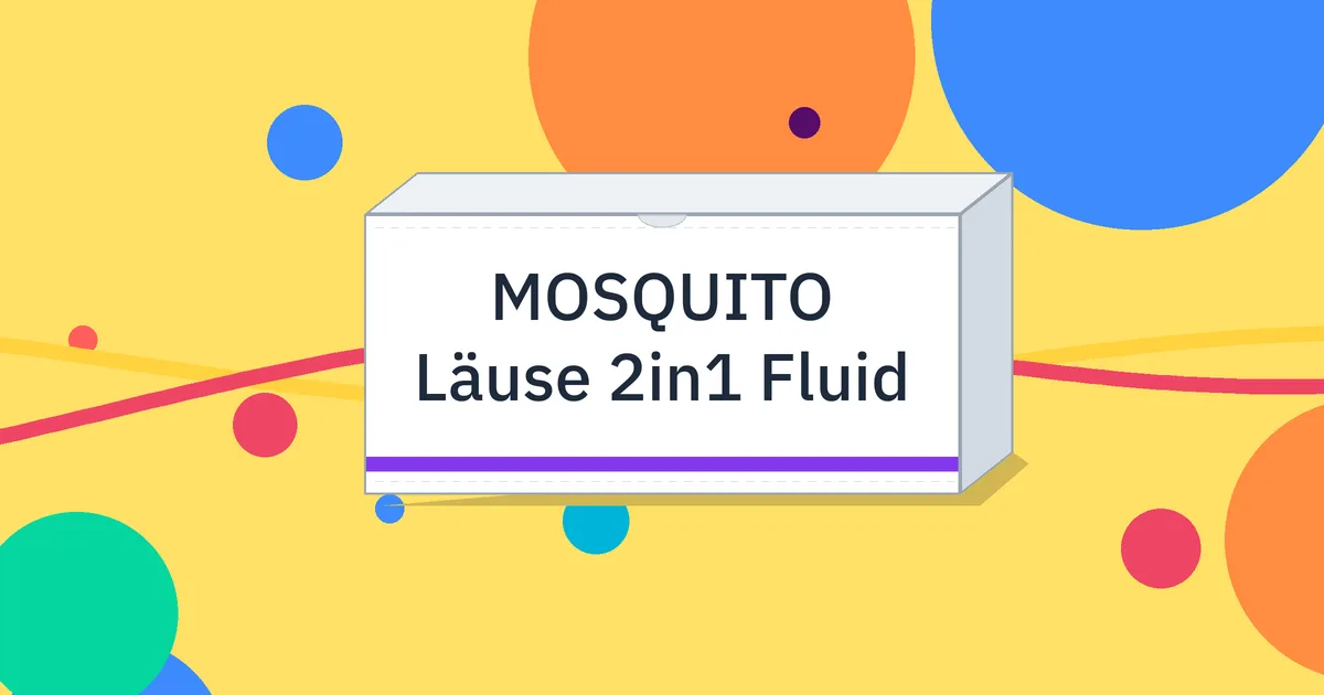 Symbolbild: Packung mit der Aufschrift MOSQUITO Läuse 2in1 Fluid (PZN 16362998) – Verfügbarkeit und Bezug in Apotheken in Frankfurt am Main