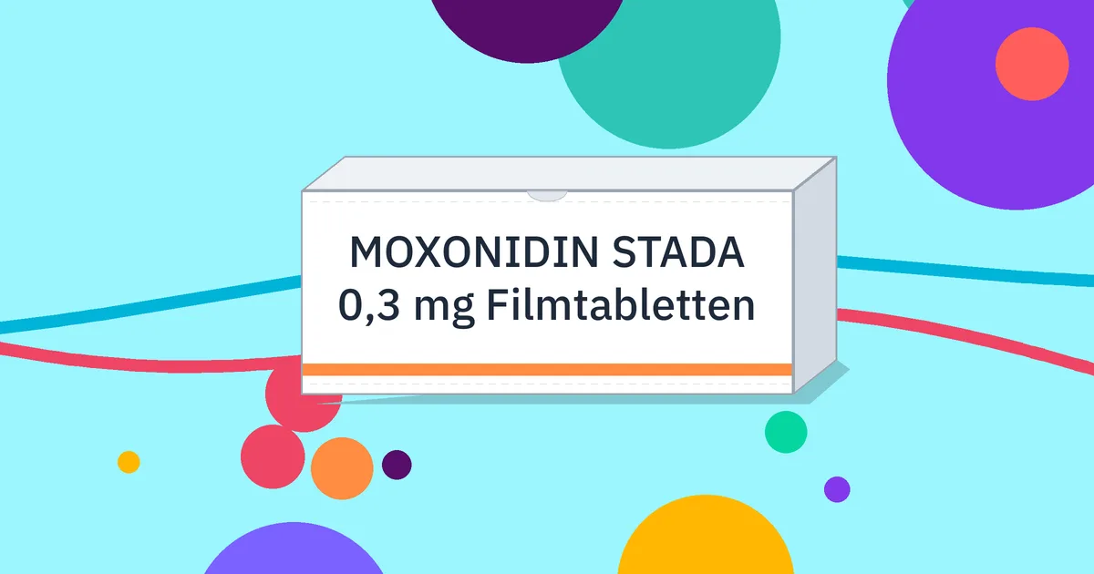 Symbolbild: Packung mit der Aufschrift MOXONIDIN STADA 0,3 mg Filmtabletten (PZN 02188752) – Verfügbarkeit und Bezug in Apotheken in Frankfurt am Main
