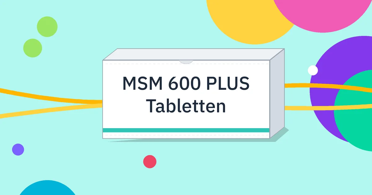 Symbolbild: Packung mit der Aufschrift MSM 600 PLUS Tabletten (PZN 16699232) – Verfügbarkeit und Bezug in Apotheken in Frankfurt am Main