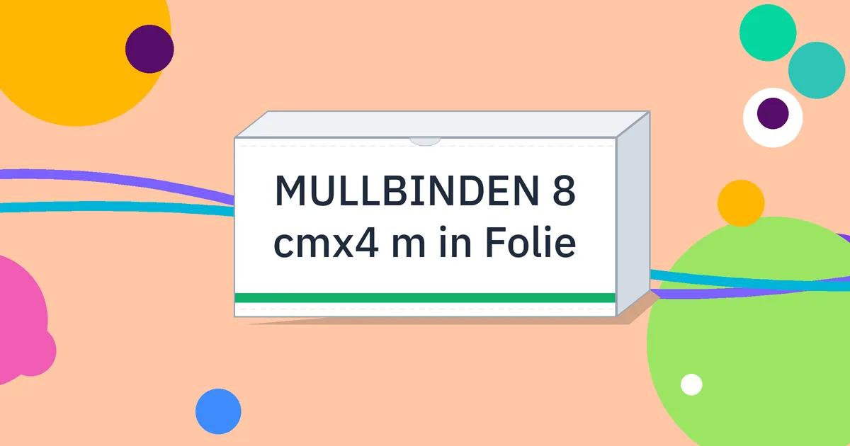 Symbolbild: Packung mit der Aufschrift MULLBINDEN 8 cmx4 m in Folie (PZN 10114555) – Verfügbarkeit und Bezug in Apotheken in Frankfurt am Main