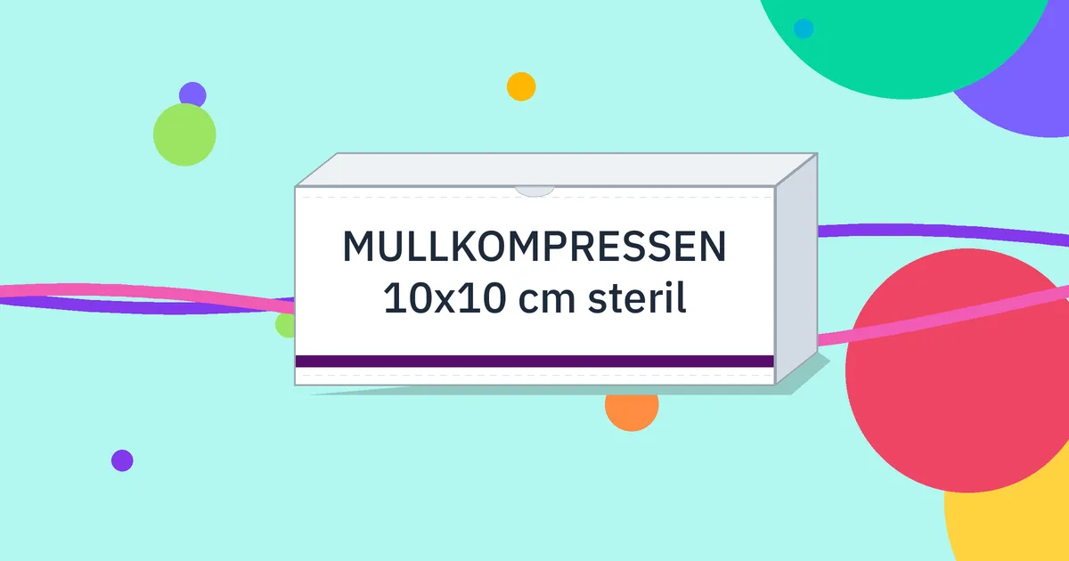 Symbolbild: Packung mit der Aufschrift MULLKOMPRESSEN 10x10 cm steril (PZN 20001941) – Verfügbarkeit und Bezug in Apotheken in Frankfurt am Main