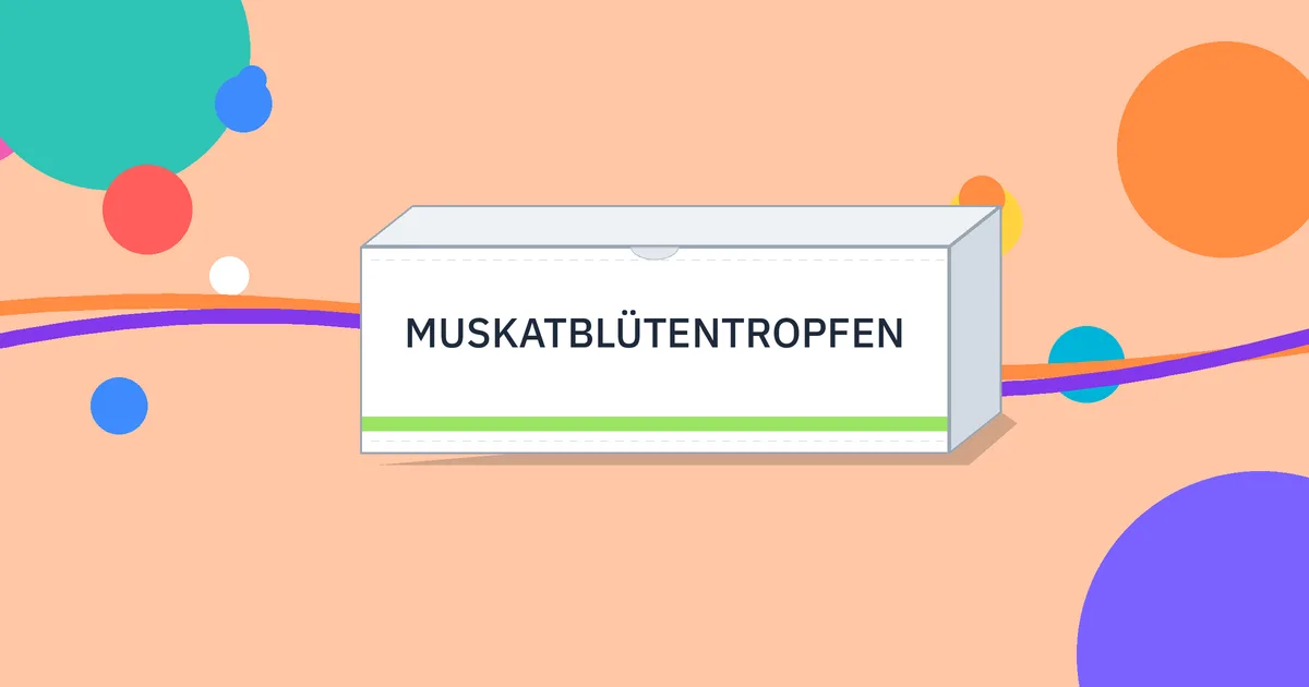 Symbolbild: Packung mit der Aufschrift MUSKATBLÜTENTROPFEN (PZN 11867127) – Verfügbarkeit und Bezug in Apotheken in Frankfurt am Main