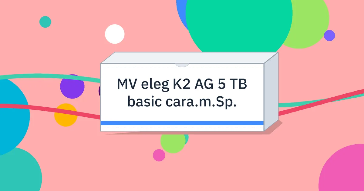 Symbolbild: Packung mit der Aufschrift MV eleg K2 AG 5 TB basic cara.m.Sp. (PZN 00215195) – Verfügbarkeit und Bezug in Apotheken in Frankfurt am Main