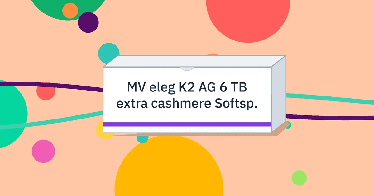Symbolbild: Packung mit der Aufschrift MV eleg K2 AG 6 TB extra cashmere Softsp. (PZN 14678326) – Verfügbarkeit und Bezug in Apotheken in Frankfurt am Main