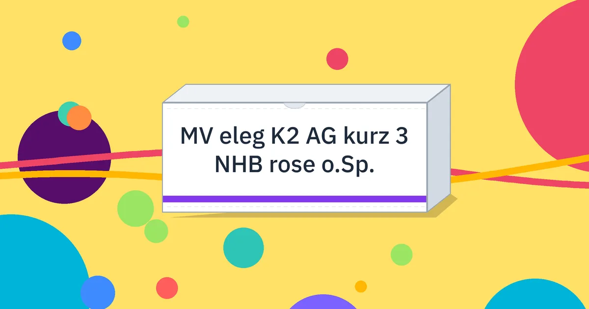 Symbolbild: Packung mit der Aufschrift MV eleg K2 AG kurz 3 NHB rose o.Sp. (PZN 15716023) – Verfügbarkeit und Bezug in Apotheken in Frankfurt am Main
