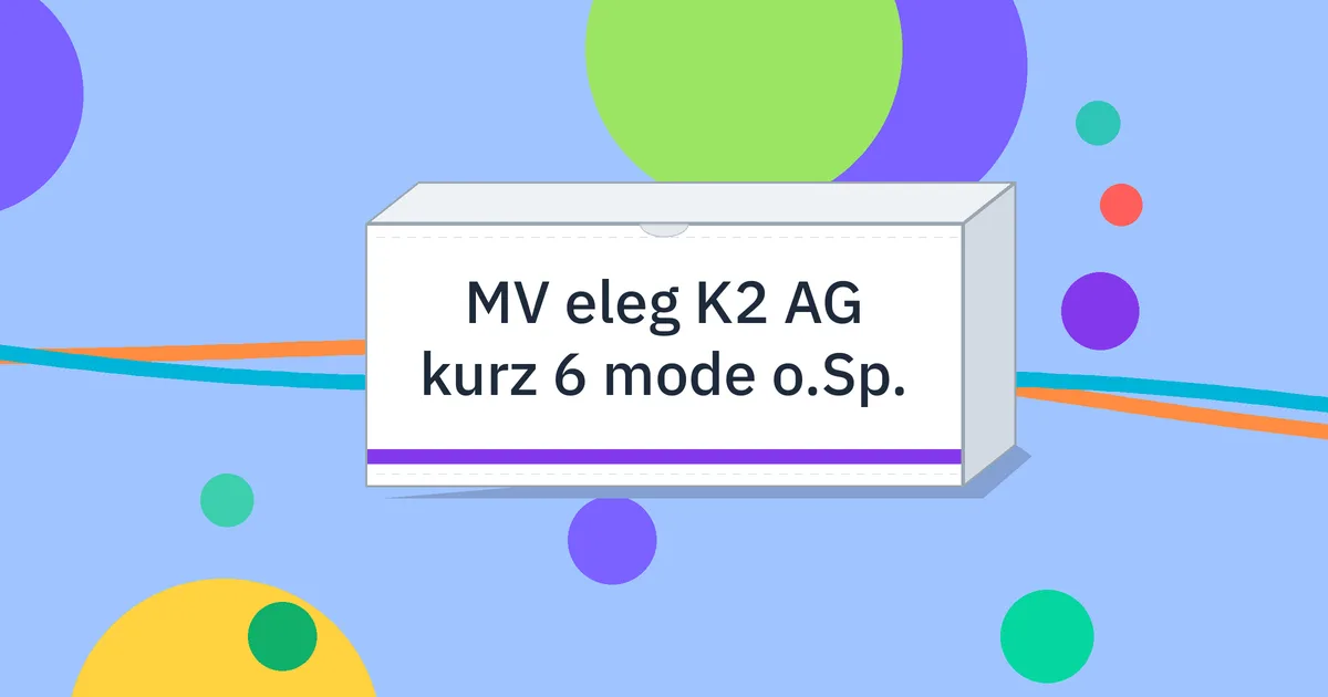 Symbolbild: Packung mit der Aufschrift MV eleg K2 AG kurz 6 mode o.Sp. (PZN 00339945) – Verfügbarkeit und Bezug in Apotheken in Frankfurt am Main