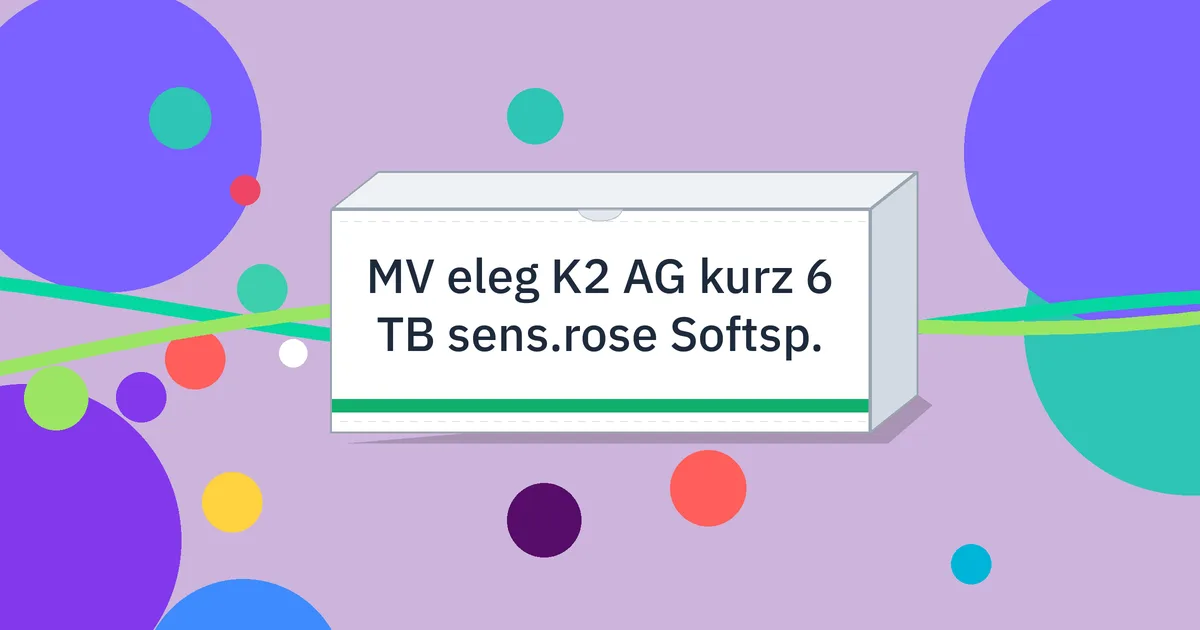 Symbolbild: Packung mit der Aufschrift MV eleg K2 AG kurz 6 TB sens.rose Softsp. (PZN 14697312) – Verfügbarkeit und Bezug in Apotheken in Frankfurt am Main