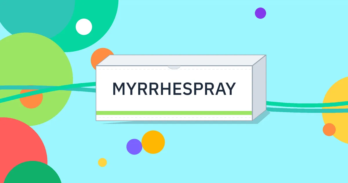 Symbolbild: Packung mit der Aufschrift MYRRHESPRAY (PZN 11713298) – Verfügbarkeit und Bezug in Apotheken in Frankfurt am Main