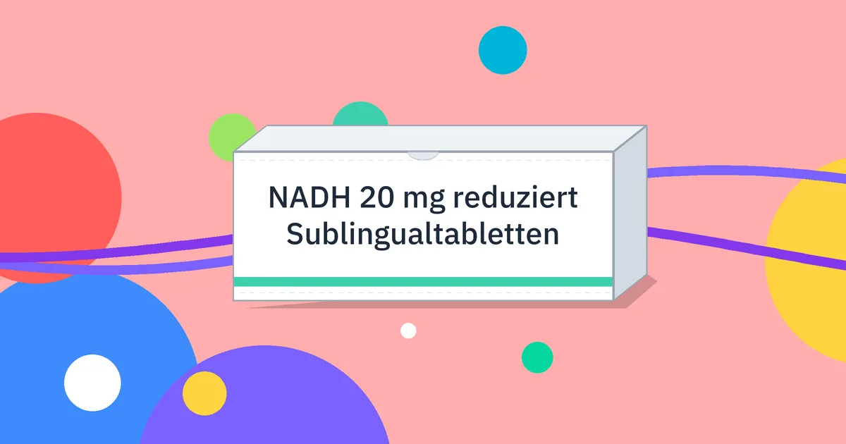 Symbolbild: Packung mit der Aufschrift NADH 20 mg reduziert Sublingualtabletten (PZN 15245894) – Verfügbarkeit und Bezug in Apotheken in Frankfurt am Main