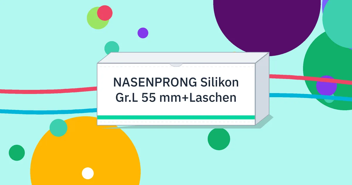 Symbolbild: Packung mit der Aufschrift NASENPRONG Silikon Gr.L 55 mm+Laschen (PZN 02830993) – Verfügbarkeit und Bezug in Apotheken in Frankfurt am Main