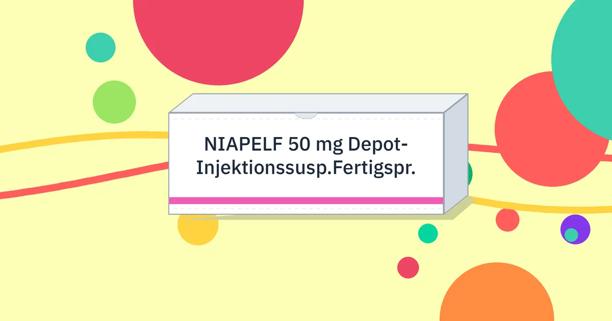 Symbolbild: Packung mit der Aufschrift NIAPELF 50 mg Depot-Injektionssusp.Fertigspr. (PZN 20330691) – Verfügbarkeit und Bezug in Apotheken in Frankfurt am Main