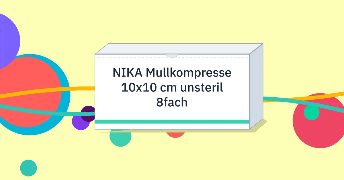 Symbolbild: Packung mit der Aufschrift NIKA Mullkompresse 10x10 cm unsteril 8fach (PZN 18386715) – Verfügbarkeit und Bezug in Apotheken in Frankfurt am Main