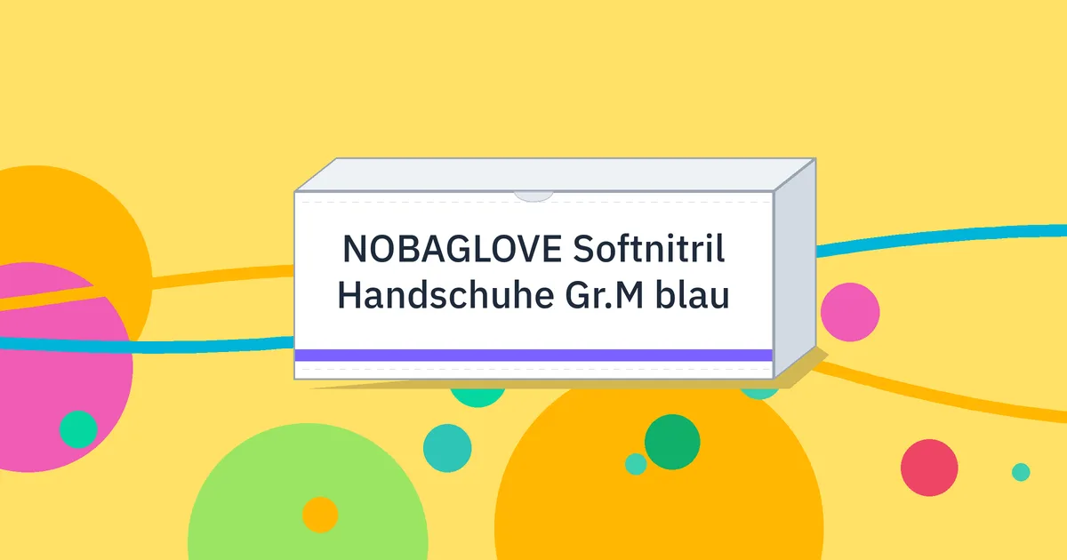 Symbolbild: Packung mit der Aufschrift NOBAGLOVE Softnitril Handschuhe Gr.M blau (PZN 07421905) – Verfügbarkeit und Bezug in Apotheken in Frankfurt am Main