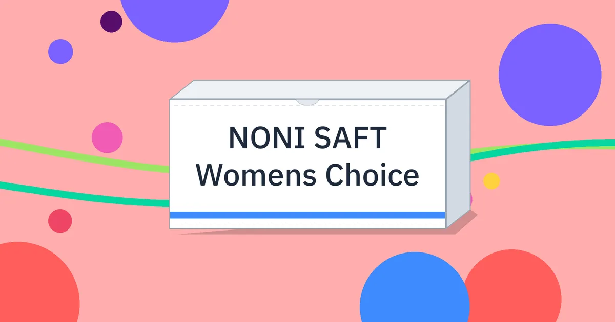 Symbolbild: Packung mit der Aufschrift NONI SAFT Womens Choice (PZN 09462423) – Verfügbarkeit und Bezug in Apotheken in Frankfurt am Main
