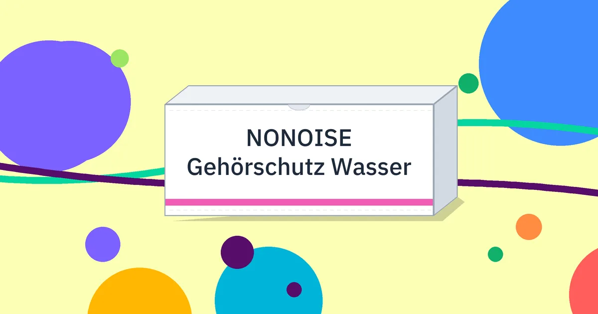 Symbolbild: Packung mit der Aufschrift NONOISE Gehörschutz Wasser (PZN 11645243) – Verfügbarkeit und Bezug in Apotheken in Frankfurt am Main