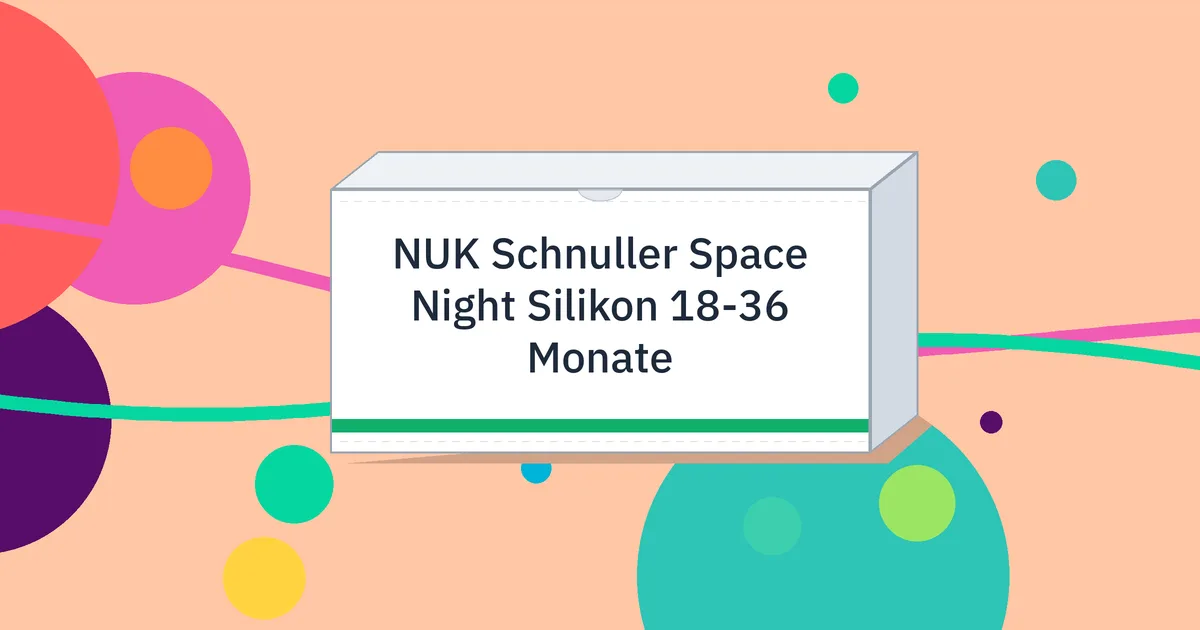 Symbolbild: Packung mit der Aufschrift NUK Schnuller Space Night Silikon 18-36 Monate (PZN 16597796) – Verfügbarkeit und Bezug in Apotheken in Frankfurt am Main