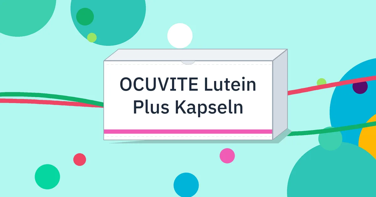 Symbolbild: Packung mit der Aufschrift OCUVITE Lutein Plus Kapseln (PZN 09526614) – Verfügbarkeit und Bezug in Apotheken in Frankfurt am Main