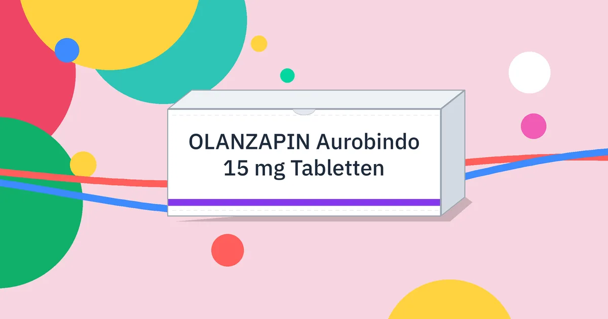 Symbolbild: Packung mit der Aufschrift OLANZAPIN Aurobindo 15 mg Tabletten (PZN 09618339) – Verfügbarkeit und Bezug in Apotheken in Frankfurt am Main