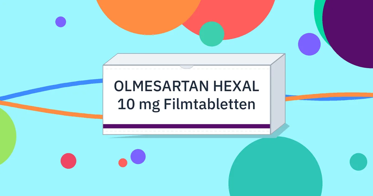 Symbolbild: Packung mit der Aufschrift OLMESARTAN HEXAL 10 mg Filmtabletten (PZN 11874765) – Verfügbarkeit und Bezug in Apotheken in Frankfurt am Main