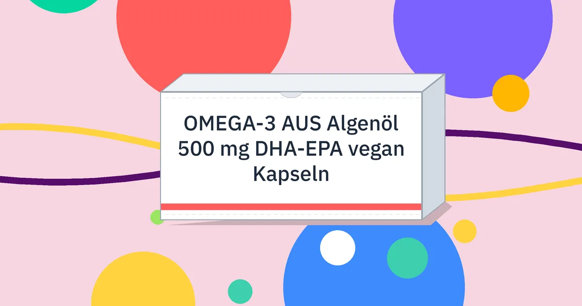 Symbolbild: Packung mit der Aufschrift OMEGA-3 AUS Algenöl 500 mg DHA-EPA vegan Kapseln (PZN 18188292) – Verfügbarkeit und Bezug in Apotheken in Frankfurt am Main
