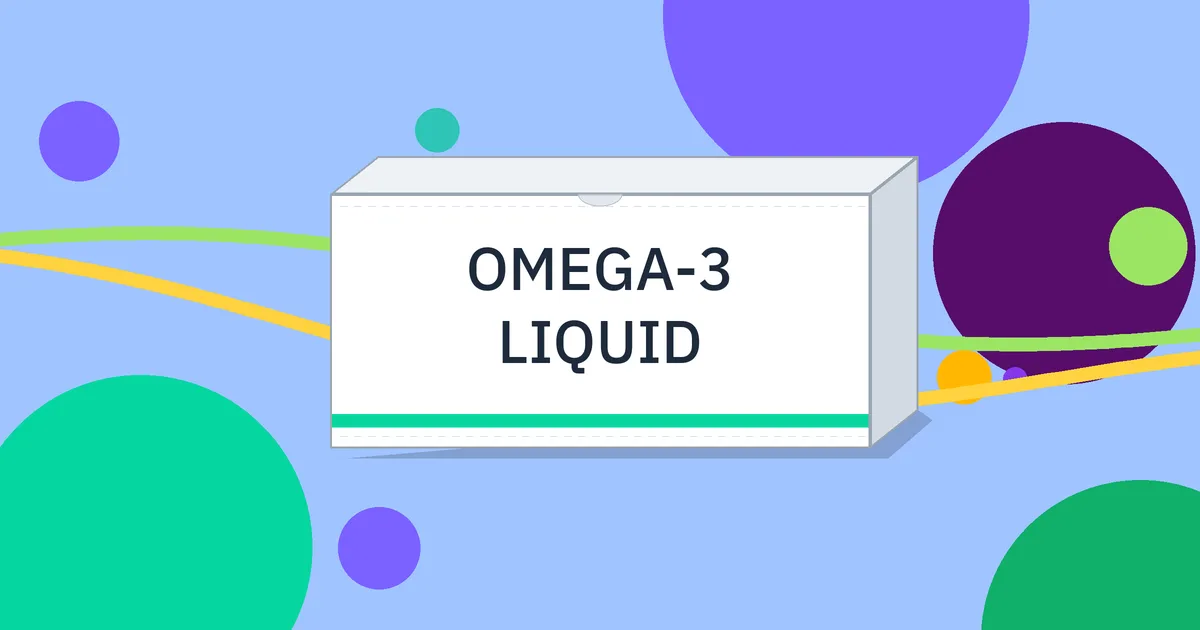Symbolbild: Packung mit der Aufschrift OMEGA-3 LIQUID (PZN 17421415) – Verfügbarkeit und Bezug in Apotheken in Frankfurt am Main