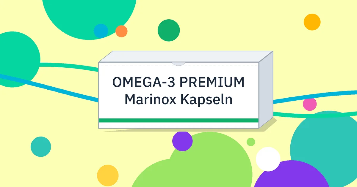 Symbolbild: Packung mit der Aufschrift OMEGA-3 PREMIUM Marinox Kapseln (PZN 10275620) – Verfügbarkeit und Bezug in Apotheken in Frankfurt am Main