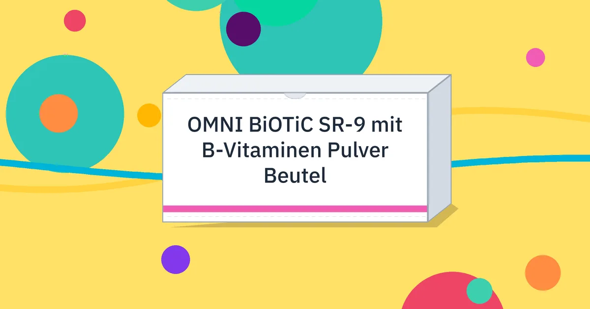 Symbolbild: Packung mit der Aufschrift OMNI BiOTiC SR-9 mit B-Vitaminen Pulver Beutel (PZN 16487346) – Verfügbarkeit und Bezug in Apotheken in Frankfurt am Main
