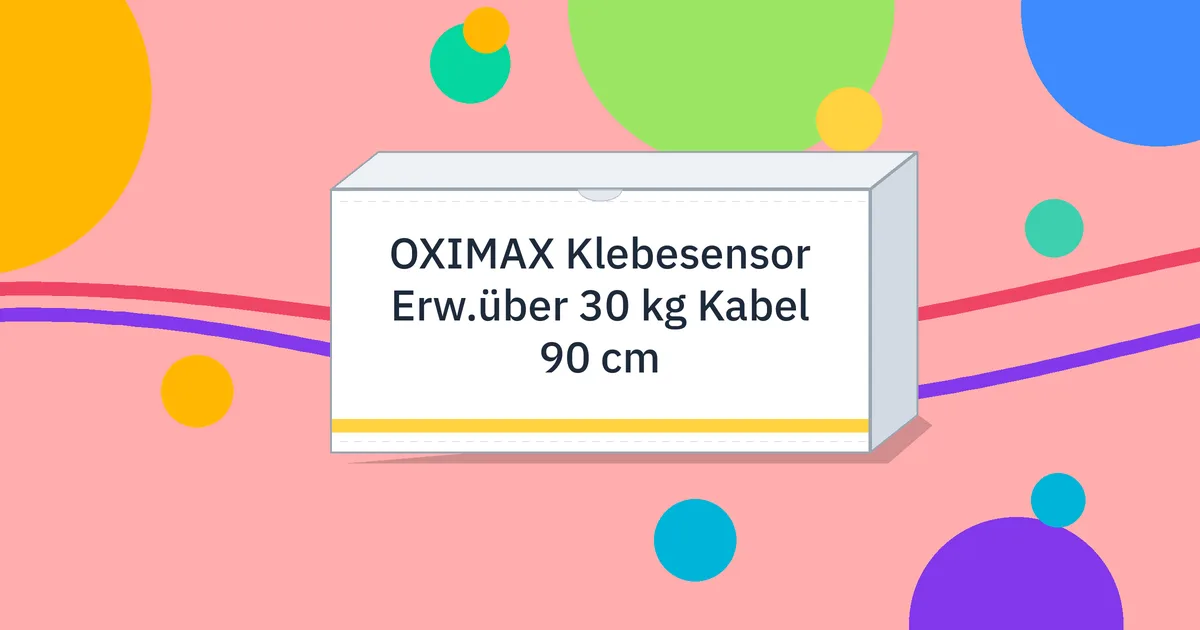 Symbolbild: Packung mit der Aufschrift OXIMAX Klebesensor Erw.über 30 kg Kabel 90 cm (PZN 03487540) – Verfügbarkeit und Bezug in Apotheken in Frankfurt am Main