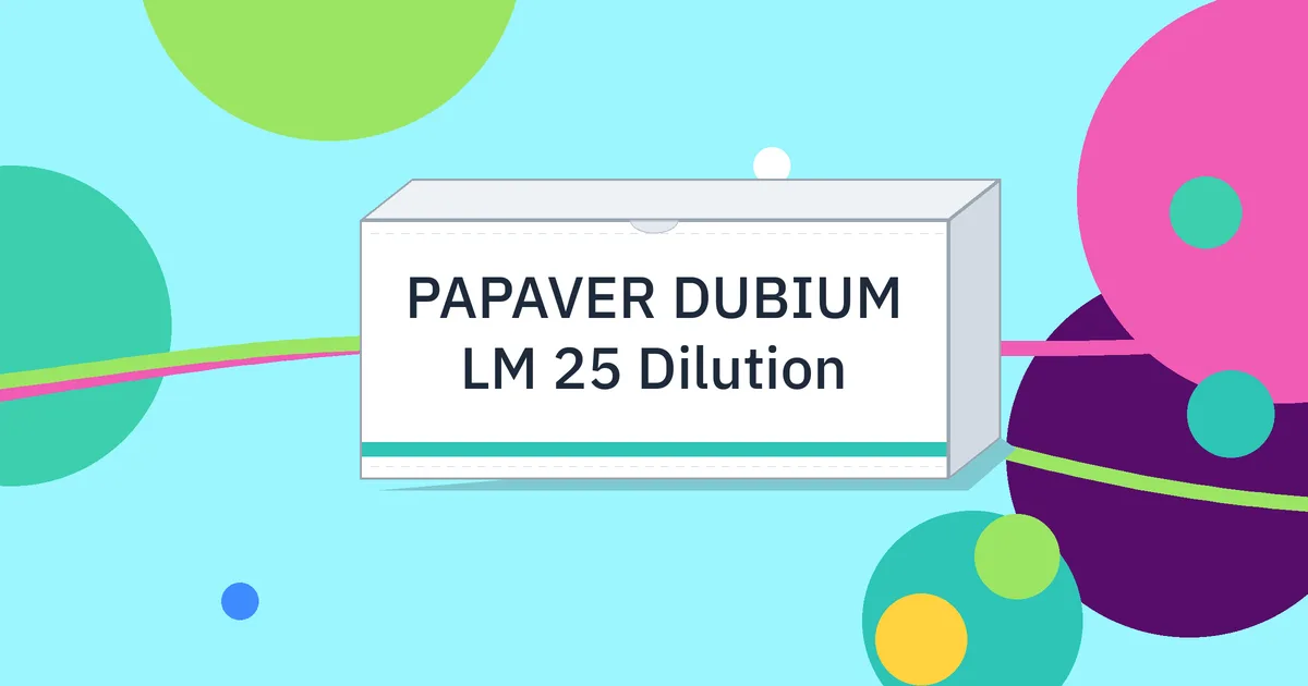 Symbolbild: Packung mit der Aufschrift PAPAVER DUBIUM LM 25 Dilution (PZN 13630949) – Verfügbarkeit und Bezug in Apotheken in Frankfurt am Main