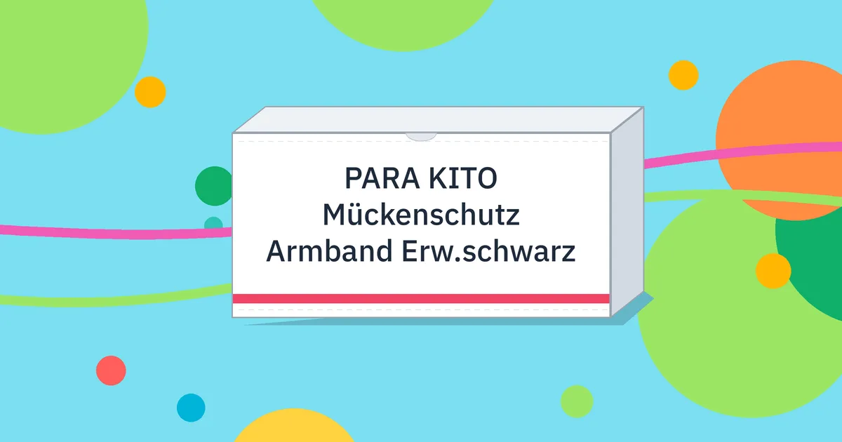 Symbolbild: Packung mit der Aufschrift PARA KITO Mückenschutz Armband Erw.schwarz (PZN 19132046) – Verfügbarkeit und Bezug in Apotheken in Frankfurt am Main