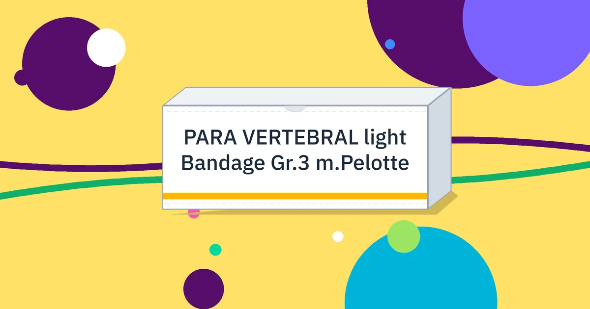 Symbolbild: Packung mit der Aufschrift PARA VERTEBRAL light Bandage Gr.3 m.Pelotte (PZN 06991078) – Verfügbarkeit und Bezug in Apotheken in Frankfurt am Main