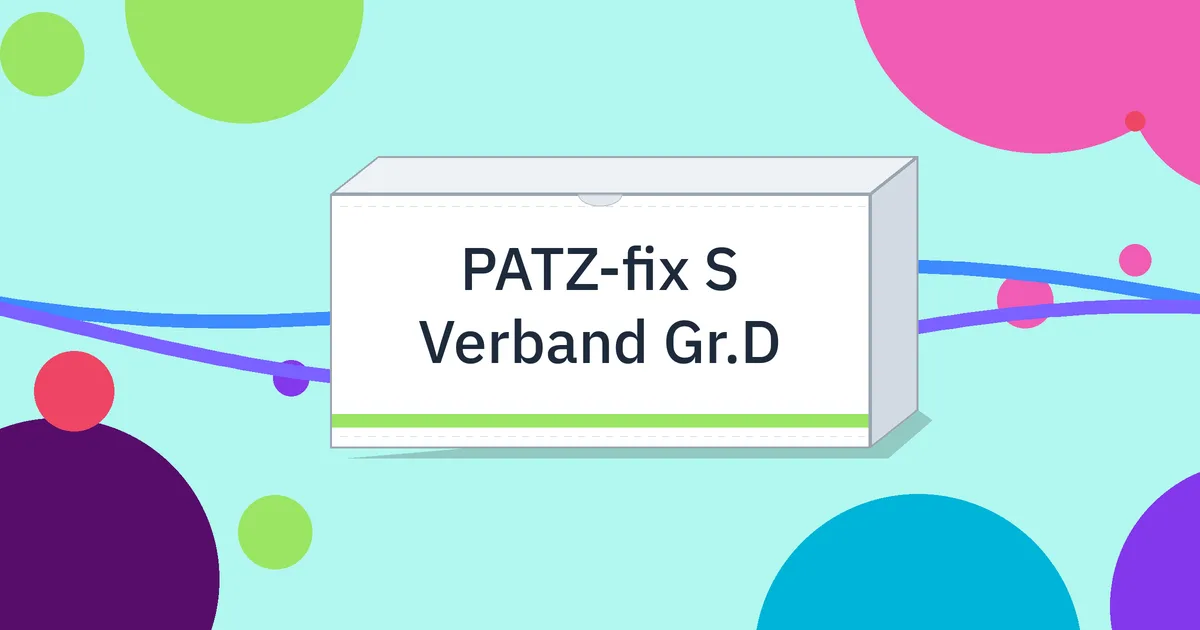 Symbolbild: Packung mit der Aufschrift PATZ-fix S Verband Gr.D (PZN 06813187) – Verfügbarkeit und Bezug in Apotheken in Frankfurt am Main