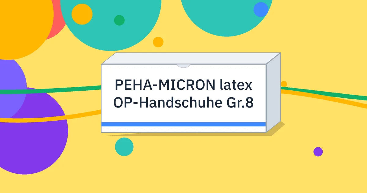 Symbolbild: Packung mit der Aufschrift PEHA-MICRON latex OP-Handschuhe Gr.8 (PZN 10387135) – Verfügbarkeit und Bezug in Apotheken in Frankfurt am Main