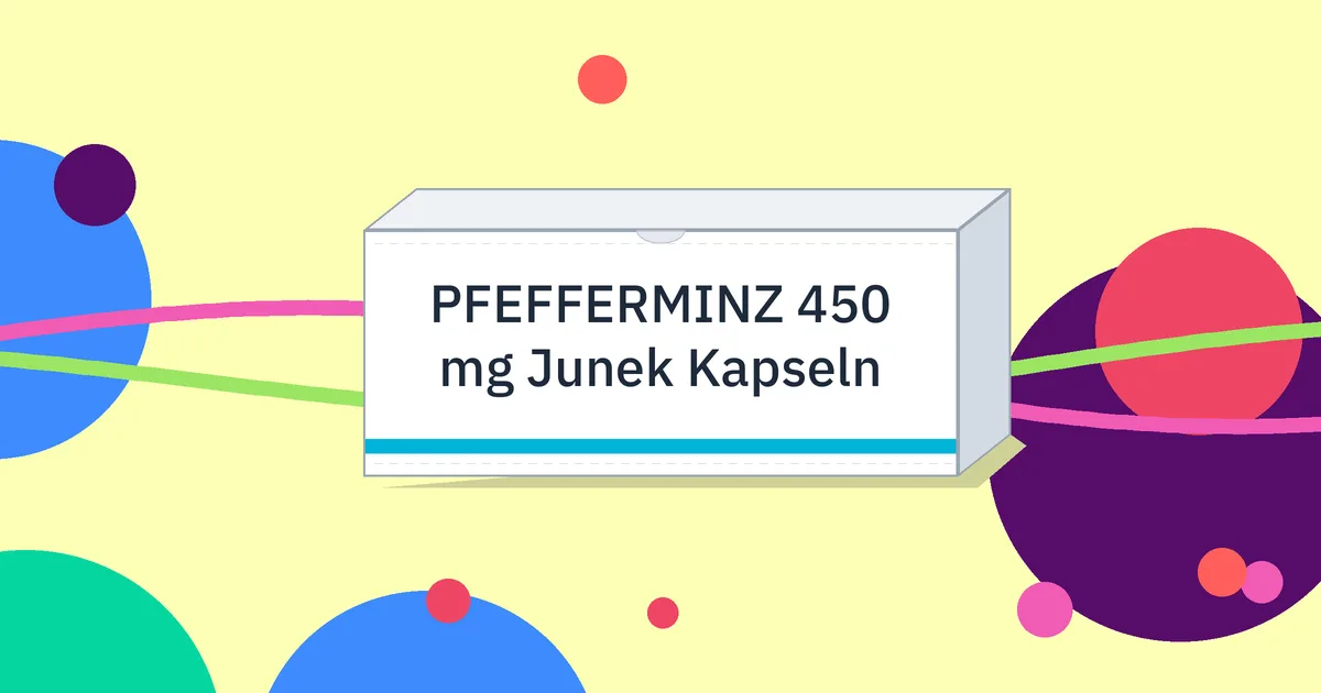 Symbolbild: Packung mit der Aufschrift PFEFFERMINZ 450 mg Junek Kapseln (PZN 10053061) – Verfügbarkeit und Bezug in Apotheken in Frankfurt am Main