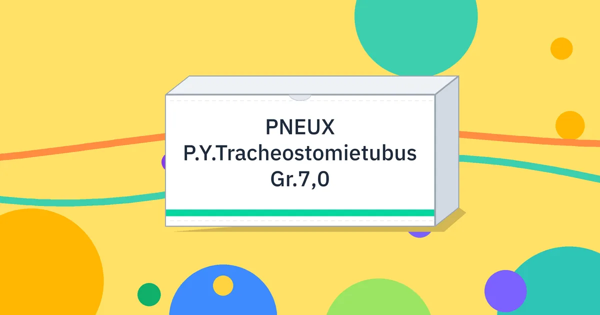 Symbolbild: Packung mit der Aufschrift PNEUX P.Y.Tracheostomietubus Gr.7,0 (PZN 14165880) – Verfügbarkeit und Bezug in Apotheken in Frankfurt am Main