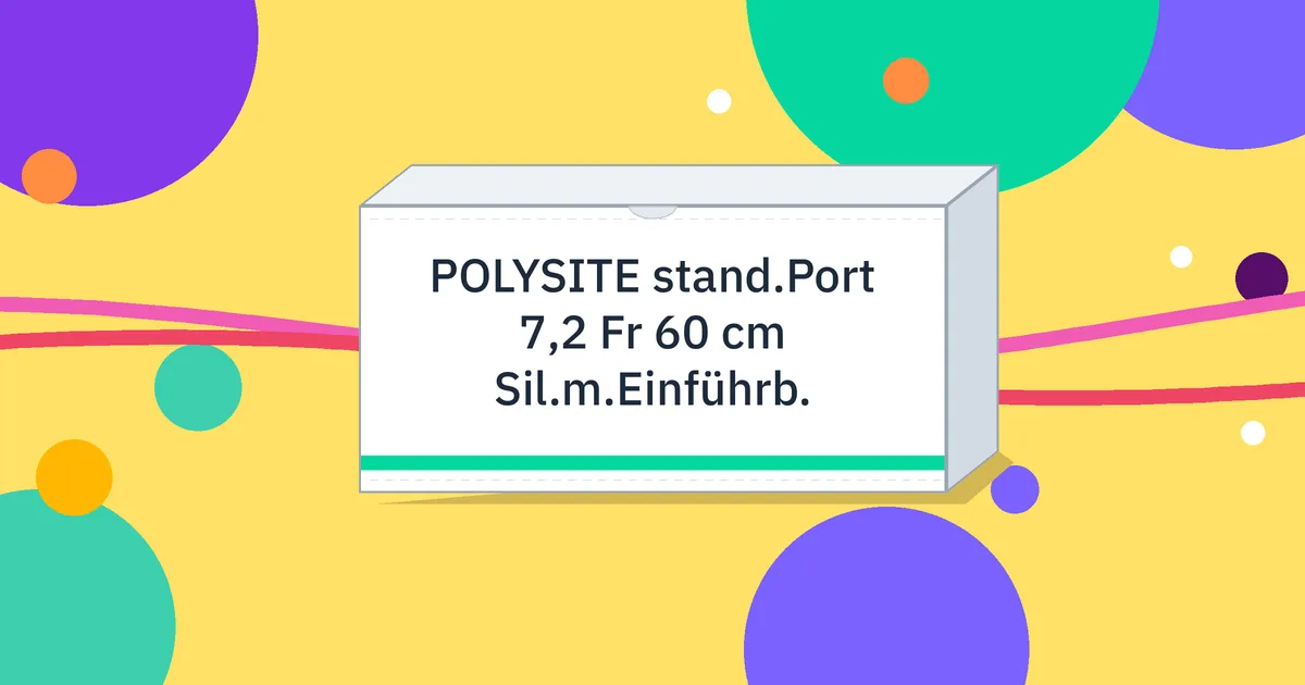 Symbolbild: Packung mit der Aufschrift POLYSITE stand.Port 7,2 Fr 60 cm Sil.m.Einführb. (PZN 12340327) – Verfügbarkeit und Bezug in Apotheken in Frankfurt am Main