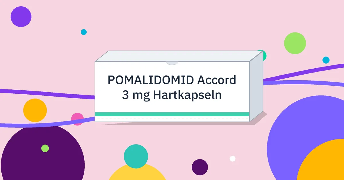 Symbolbild: Packung mit der Aufschrift POMALIDOMID Accord 3 mg Hartkapseln (PZN 19633506) – Verfügbarkeit und Bezug in Apotheken in Frankfurt am Main