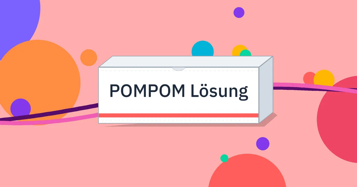 Symbolbild: Packung mit der Aufschrift POMPOM Lösung (PZN 05021627) – Verfügbarkeit und Bezug in Apotheken in Frankfurt am Main