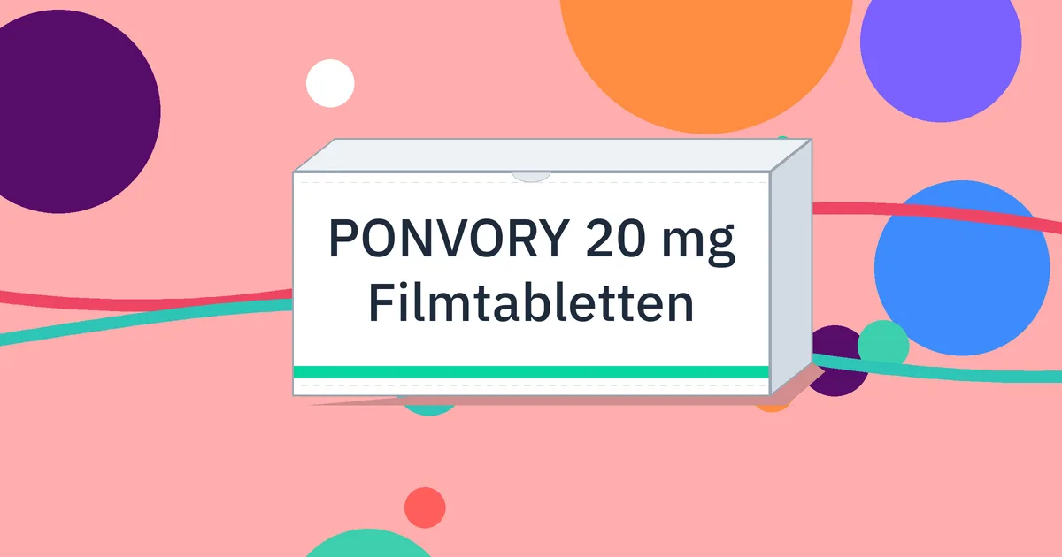 Symbolbild: Packung mit der Aufschrift PONVORY 20 mg Filmtabletten (PZN 20080484) – Verfügbarkeit und Bezug in Apotheken in Frankfurt am Main