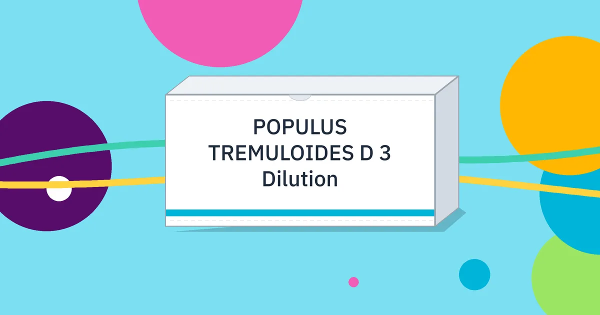Symbolbild: Packung mit der Aufschrift POPULUS TREMULOIDES D 3 Dilution (PZN 07177931) – Verfügbarkeit und Bezug in Apotheken in Frankfurt am Main