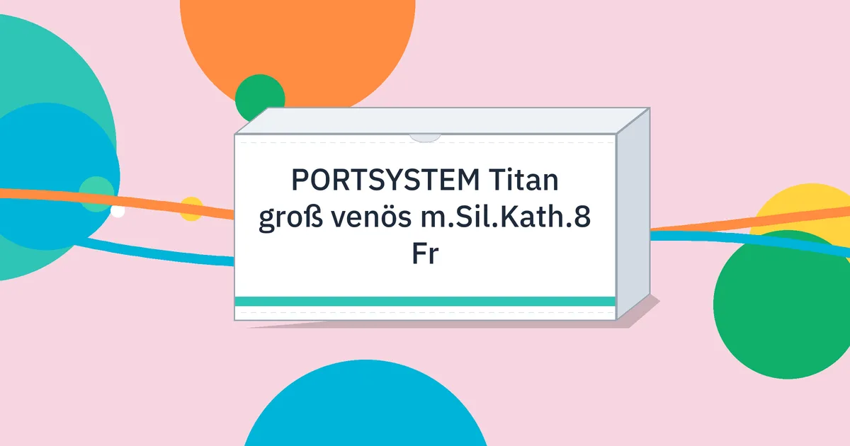 Symbolbild: Packung mit der Aufschrift PORTSYSTEM Titan groß venös m.Sil.Kath.8 Fr (PZN 04209990) – Verfügbarkeit und Bezug in Apotheken in Frankfurt am Main