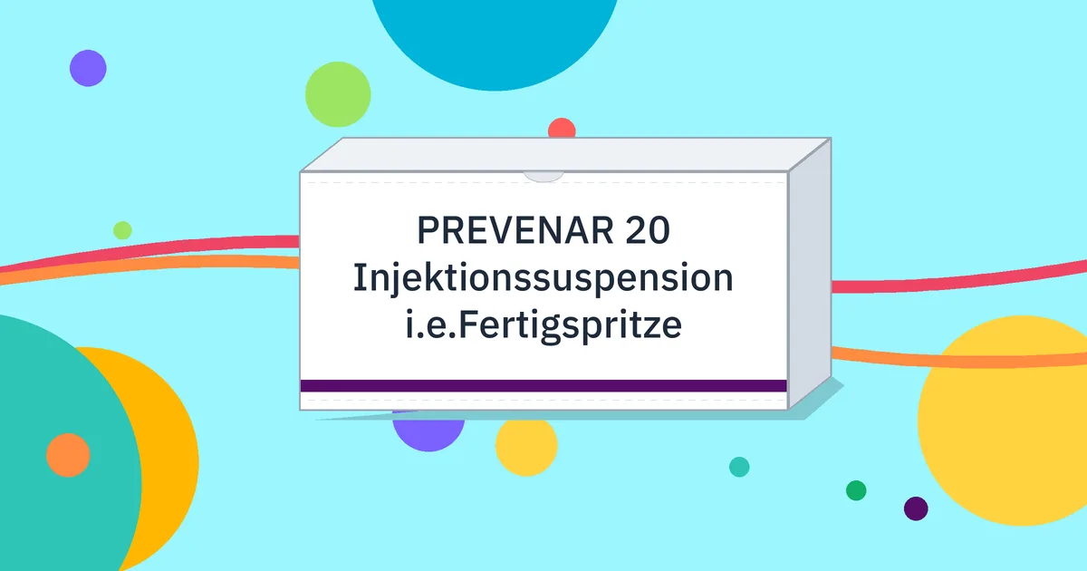 Symbolbild: Packung mit der Aufschrift PREVENAR 20 Injektionssuspension i.e.Fertigspritze (PZN 19434586) – Verfügbarkeit und Bezug in Apotheken in Frankfurt am Main