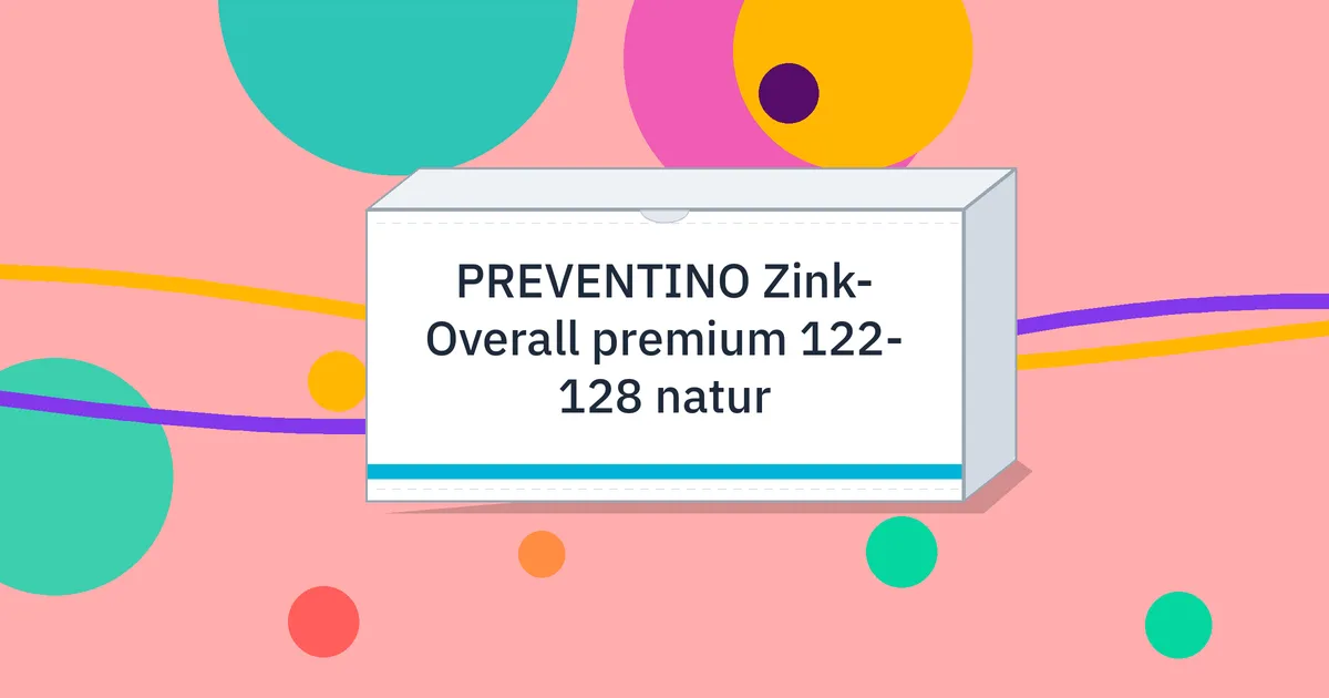 Symbolbild: Packung mit der Aufschrift PREVENTINO Zink-Overall premium 122-128 natur (PZN 12446563) – Verfügbarkeit und Bezug in Apotheken in Frankfurt am Main